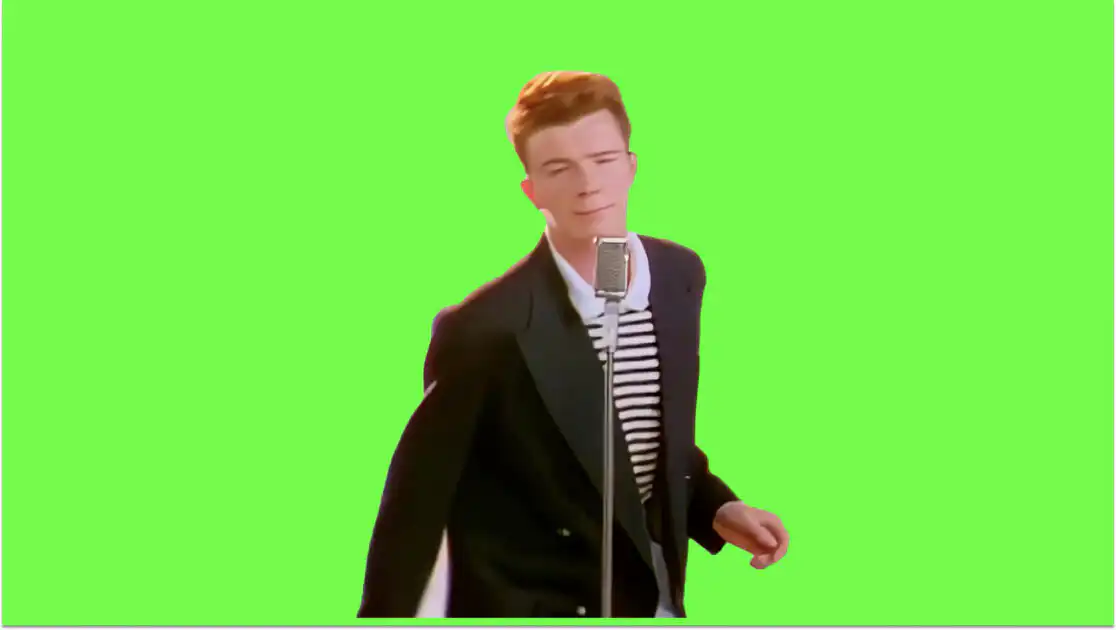 Rick Astley Green Screen meme template download free mp4 - Green Screen ...