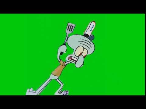 spongebob-squidward-slapping-with-spatula-green-screen - Green Screen Memes