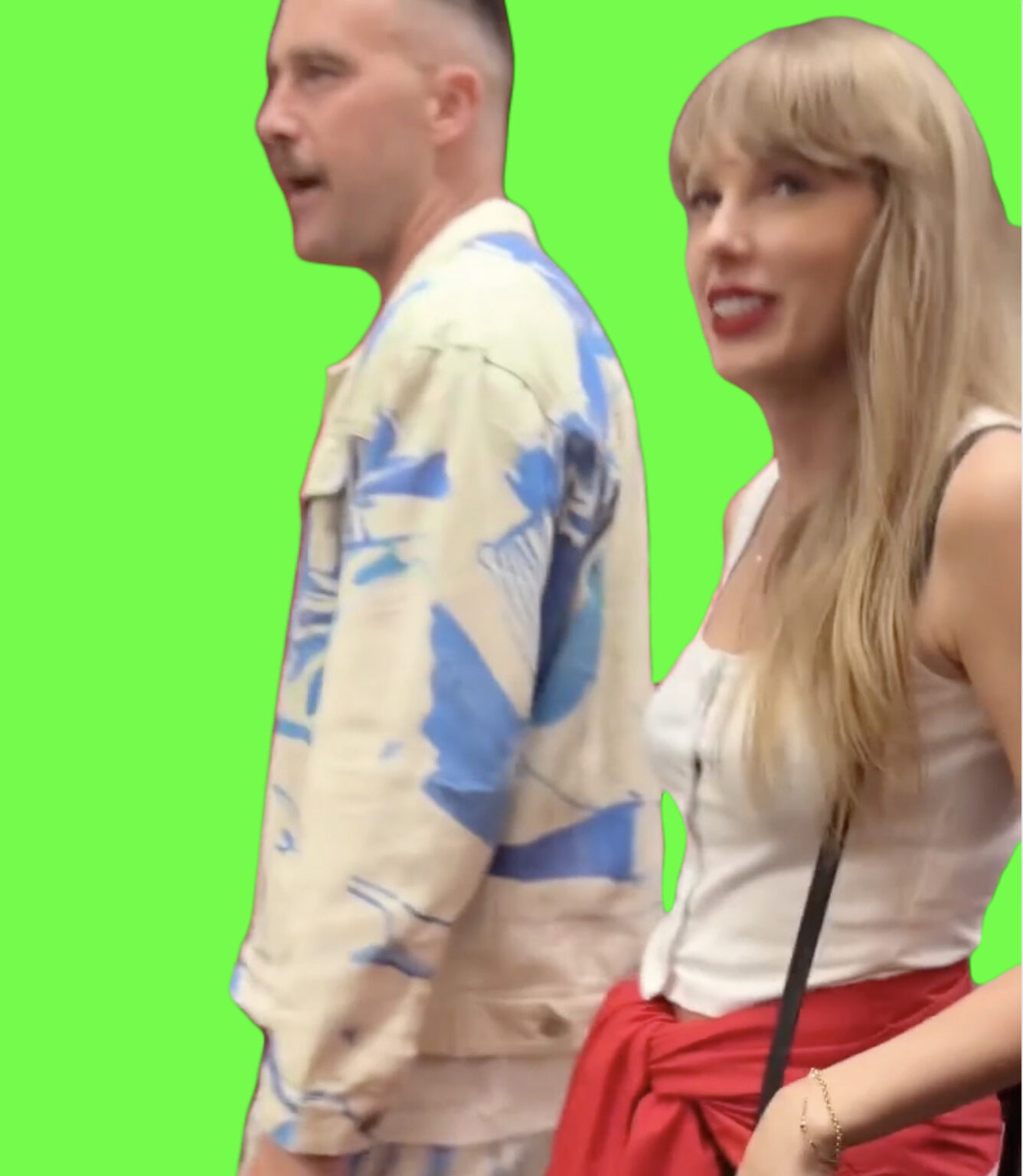 taylor-swift-and-travis-kelce-walking-together-green-screen - Green ...