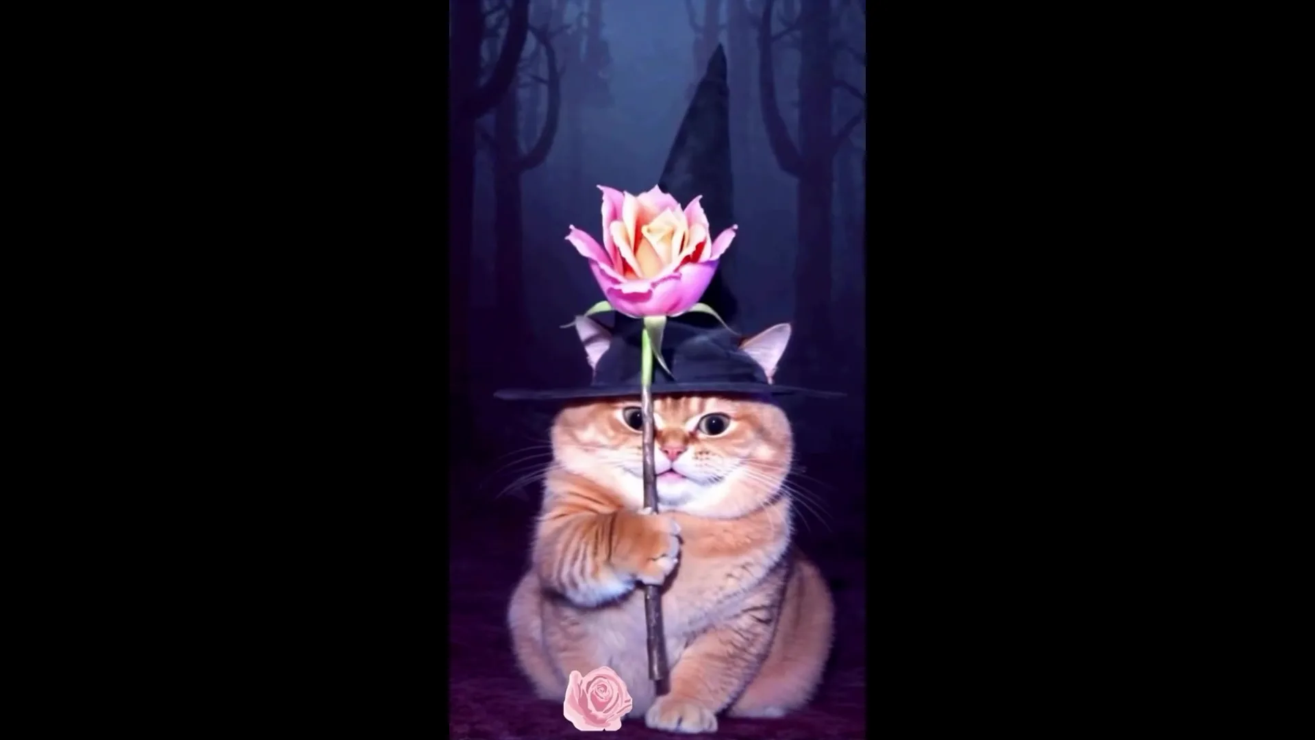 Wizard Cat with a Rose - Video Download MP4