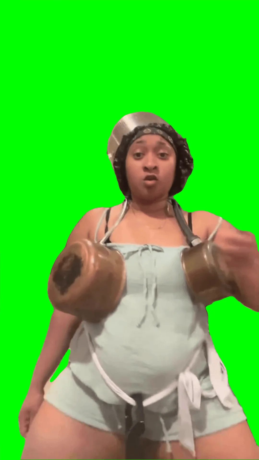 Lady dancing With Pots n pans Meme Green Screen - Video Download MP4